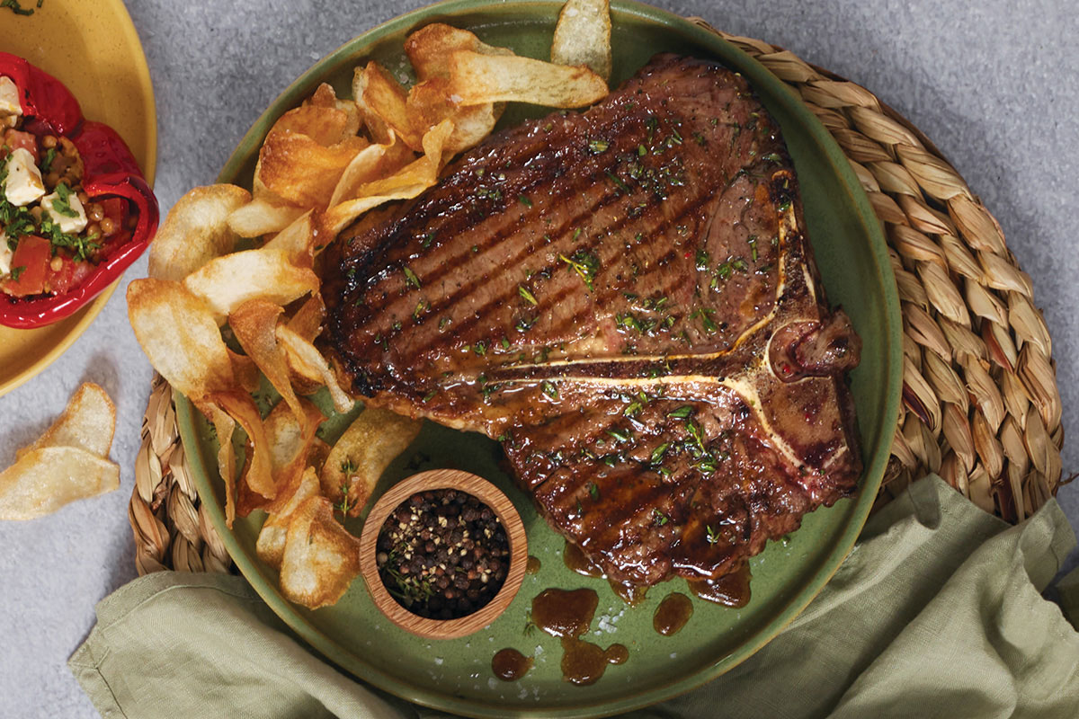 SPAR - T-Bone Steak with Homemade Shaved Potato Chips Recipe