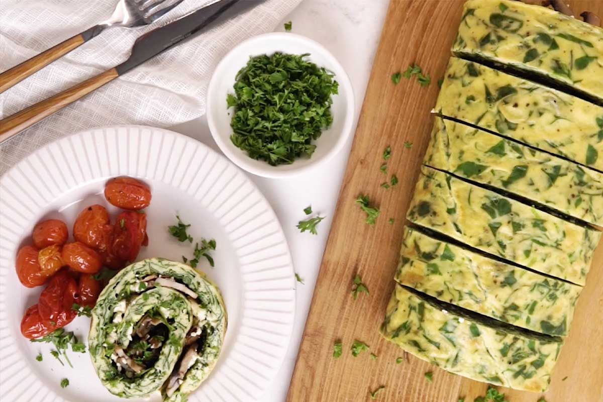 SPAR - Spinach & Feta Omelette Roll-up Recipe