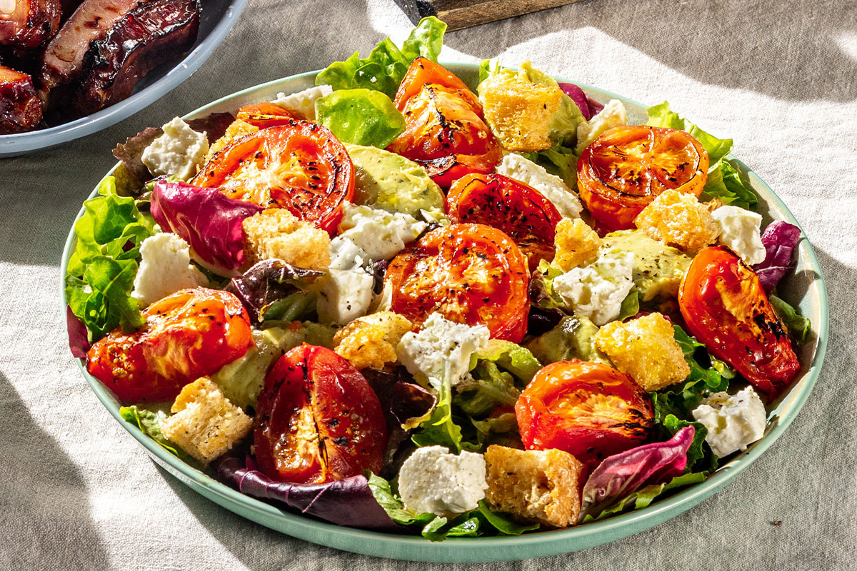 SPAR - Charred Tomato Salad with Spicy Guacamole and Feta Recipe