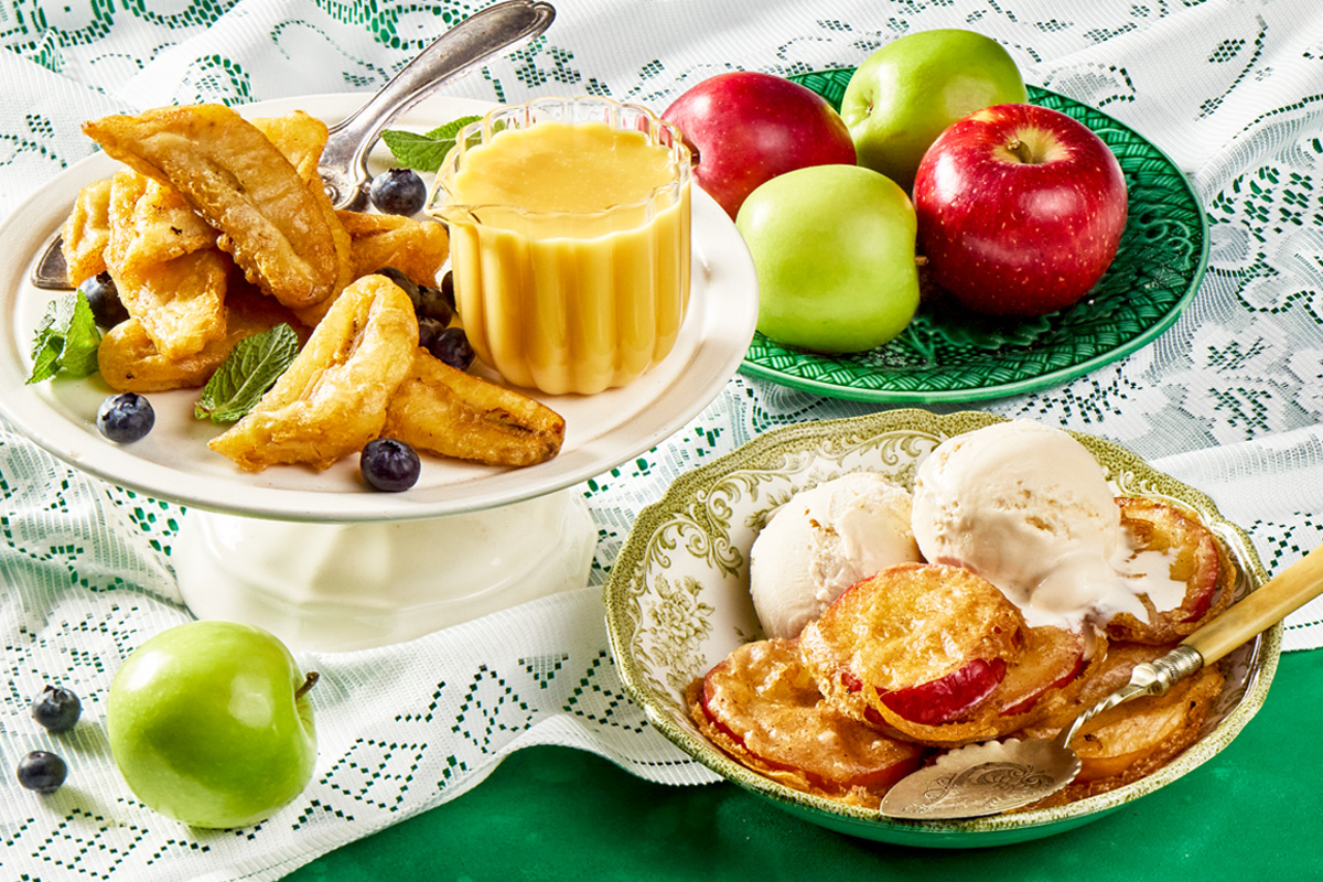 SPAR - Banana and Apple Fritters with Rooibos Custard Recipe