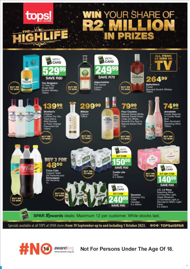 TOPS at SPAR - Specials at TOPS at SPAR