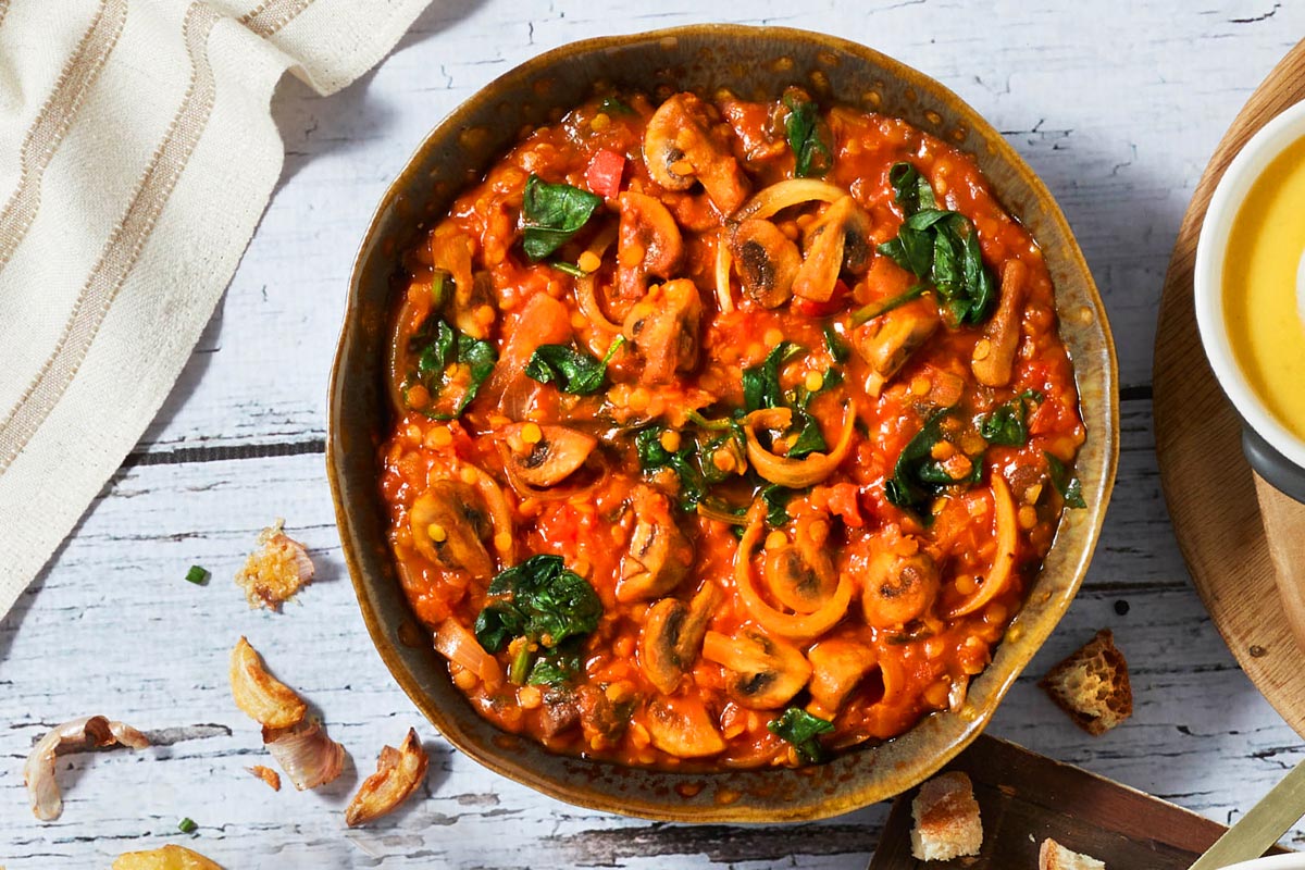 SPAR - Spinach, Mushroom and Lentil Stew Recipe