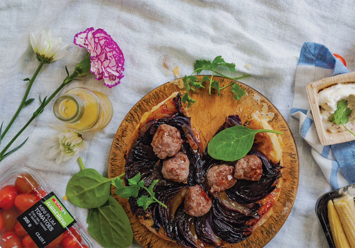 SPAR - Caramelised Onion Tart with Meatballs Recipe